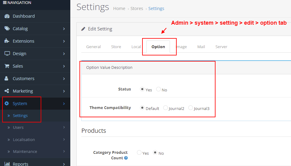 OpenCart - Option Value Description