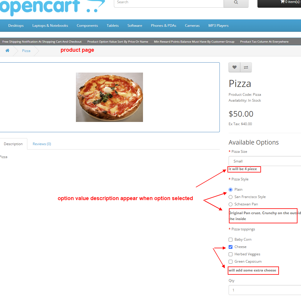 OpenCart - Option Value Description