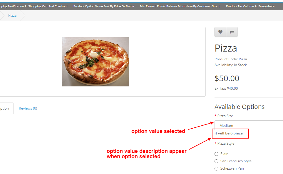 OpenCart - Option Value Description