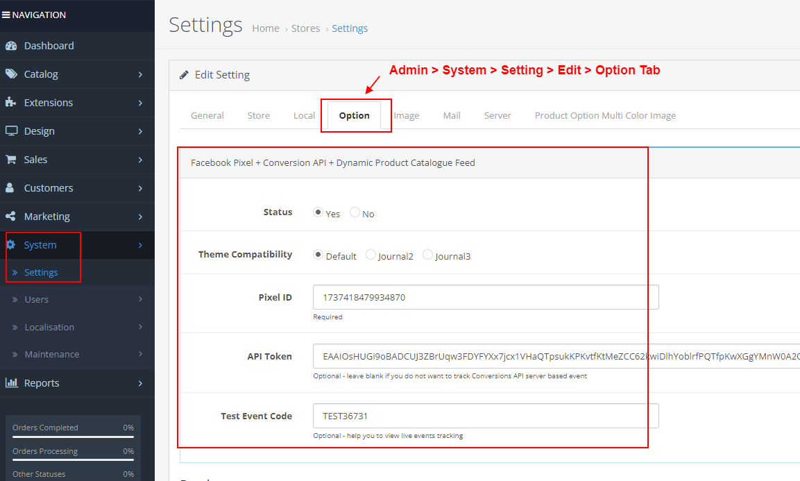 OpenCart - Facebook Pixel + Conversion API + Dynamic Product Catalogue Feed