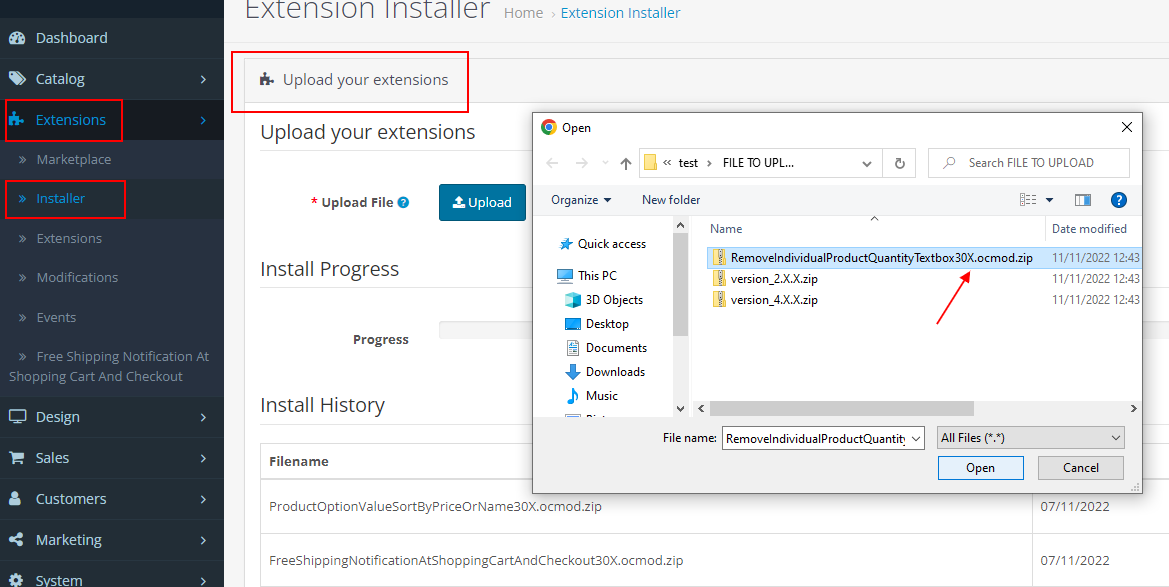 OpenCart - Remove Individual Product Quantity Textbox