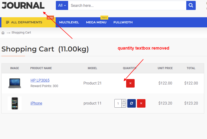 OpenCart - Remove Individual Product Quantity Textbox