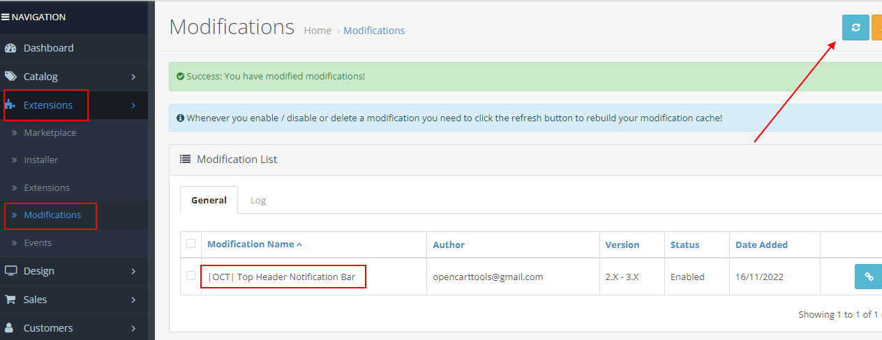 OpenCart - Top Header Notification Bar