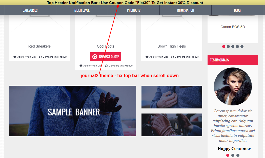 OpenCart - Top Header Notification Bar