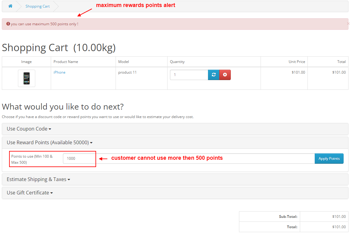 OpenCart - Min Max Reward Points To Use By Customer Group