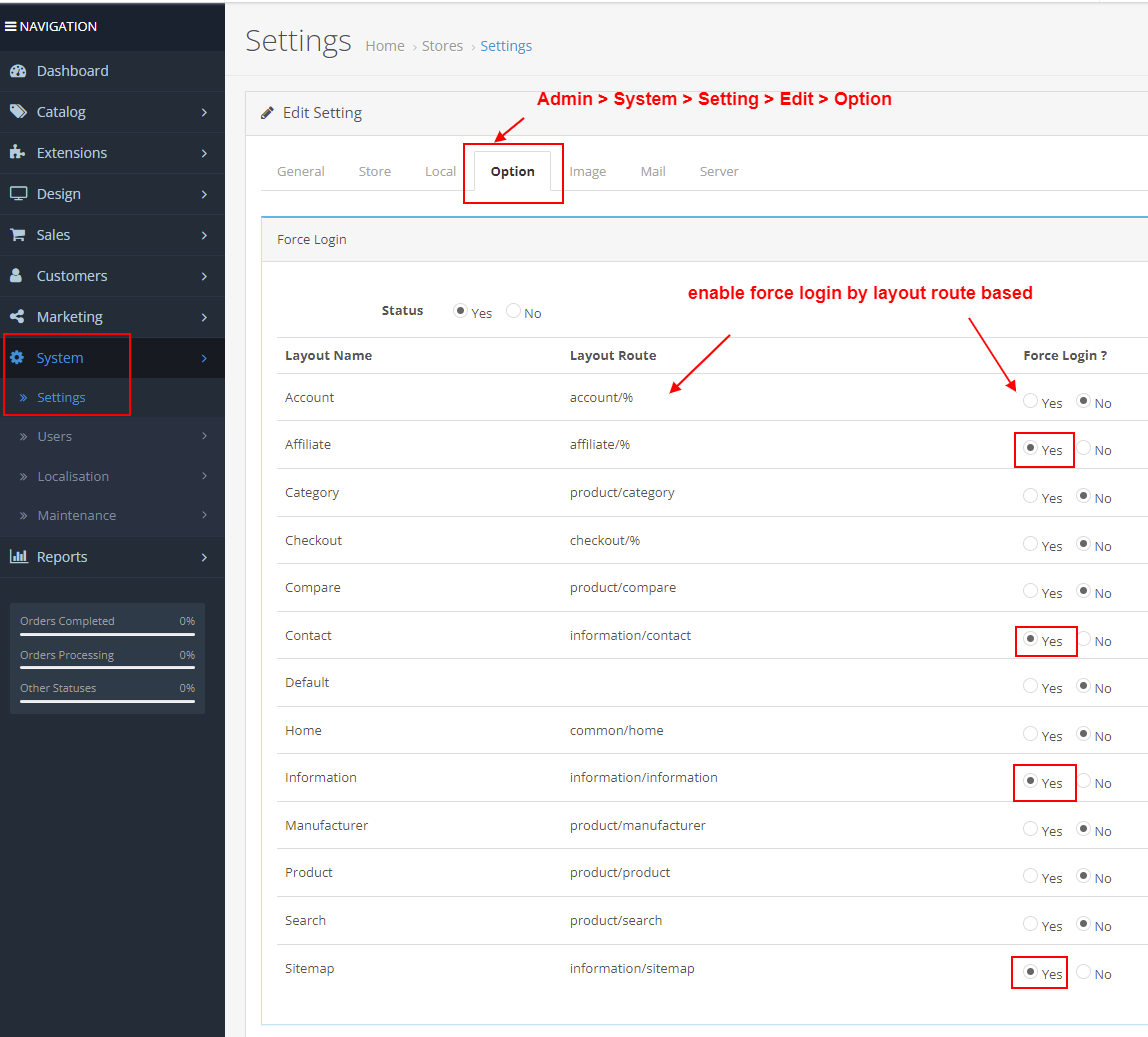 OpenCart - Force Login