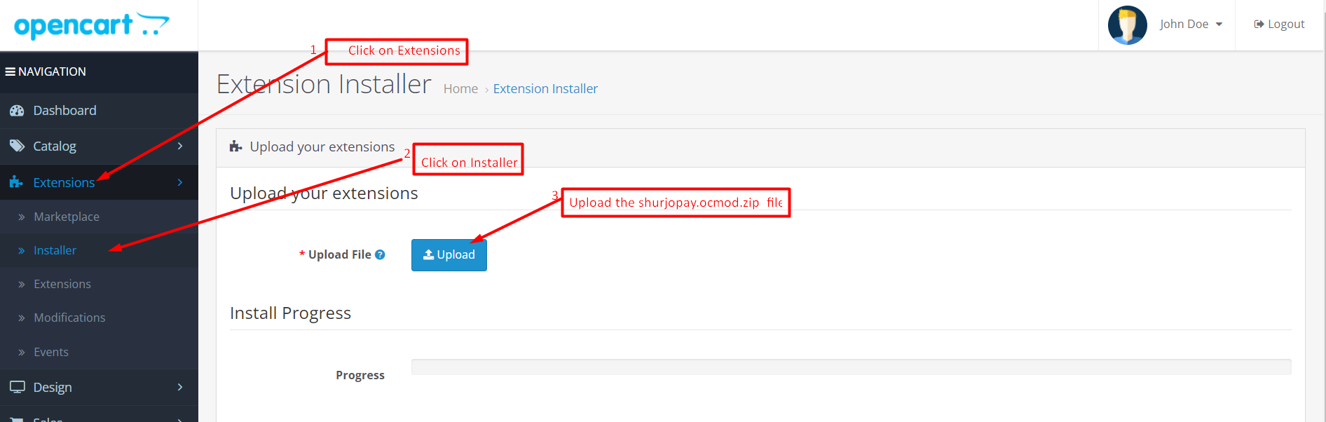OpenCart - shurjoPay online payment gateway