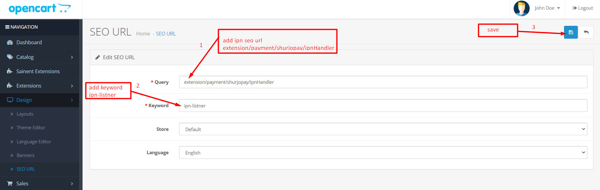 OpenCart - shurjoPay online payment gateway