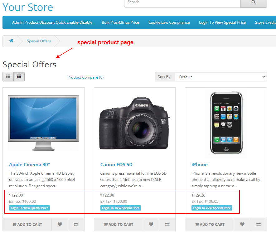 OpenCart - Login To View Special Price
