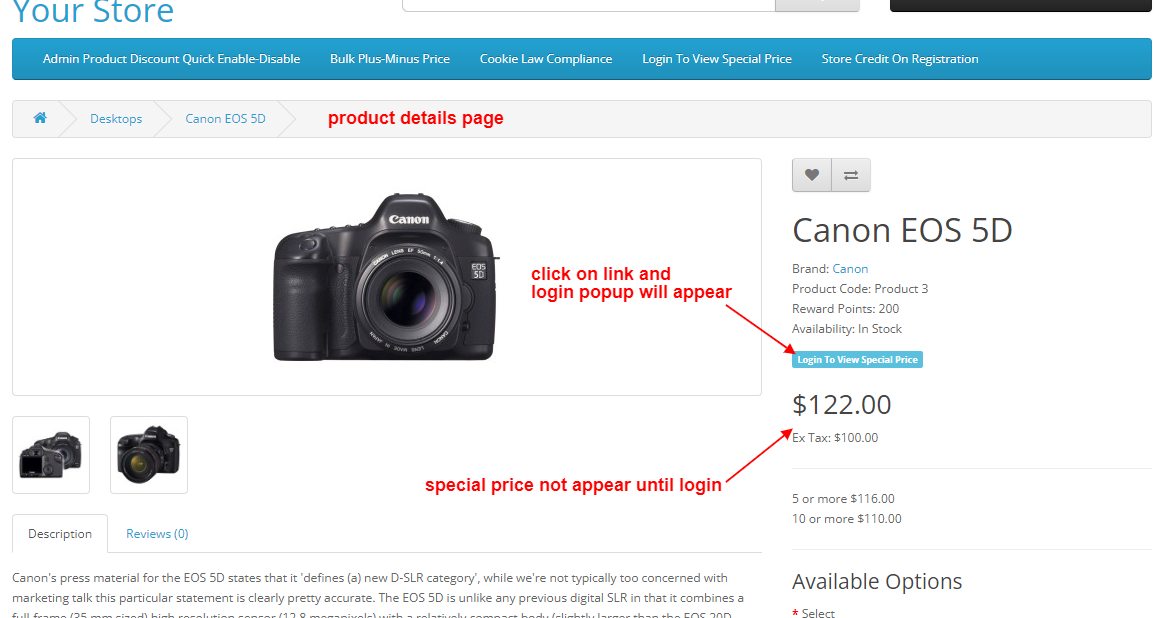 OpenCart - Login To View Special Price