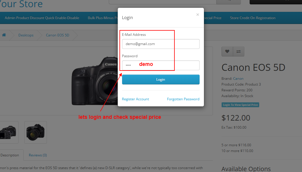 OpenCart - Login To View Special Price