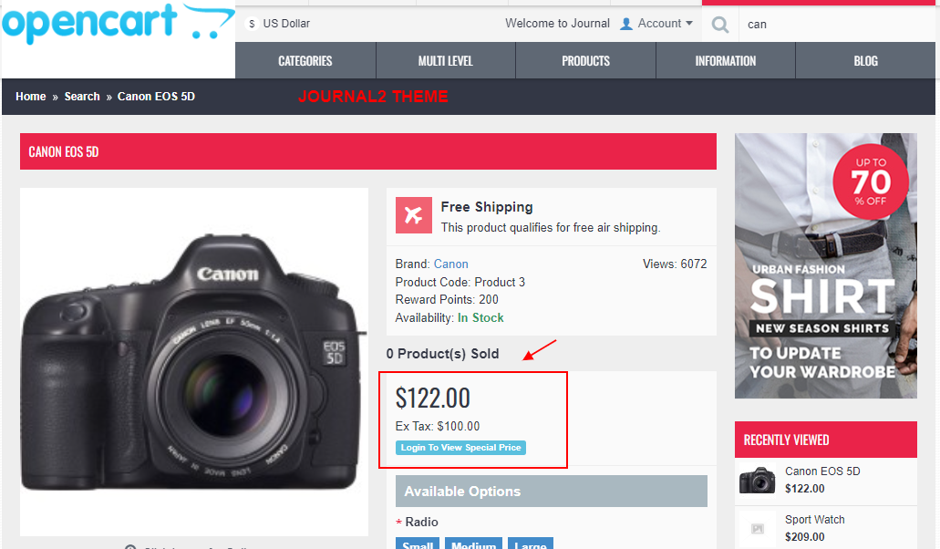 OpenCart - Login To View Special Price
