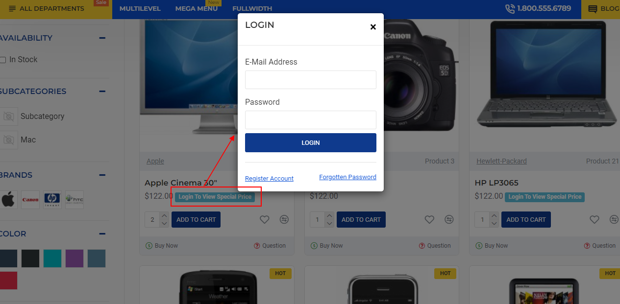 OpenCart - Login To View Special Price