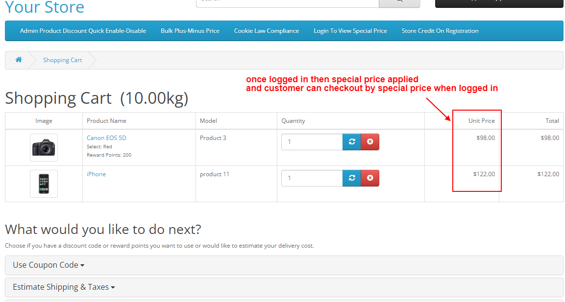 OpenCart - Login To View Special Price