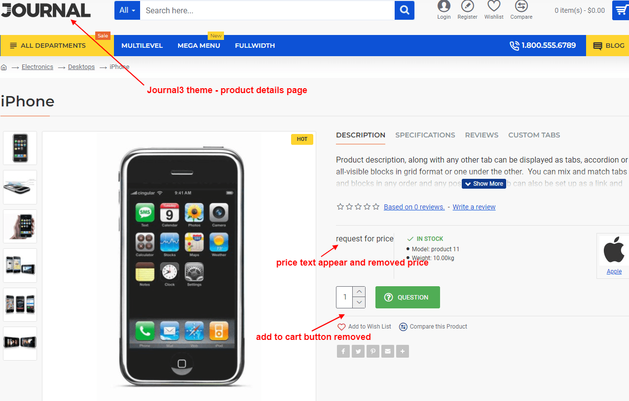 OpenCart - Hide Price + Add To Cart Button Rules
