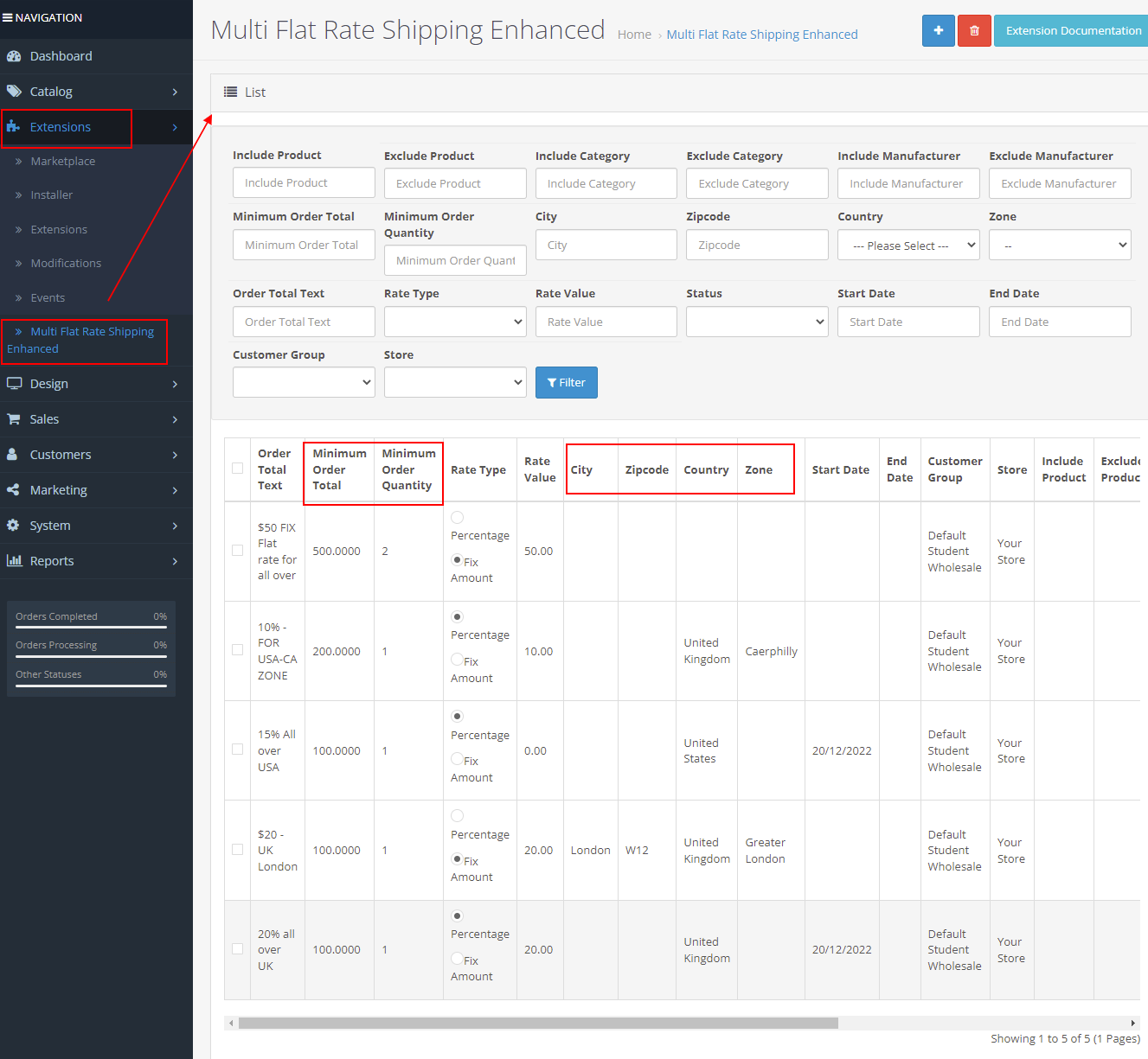 OpenCart - Multi Flat Rate Shipping Enhanced
