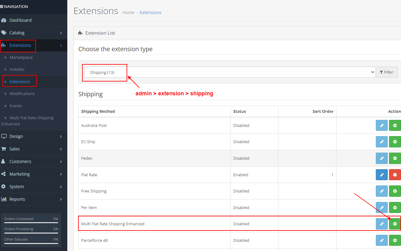 OpenCart - Multi Flat Rate Shipping Enhanced