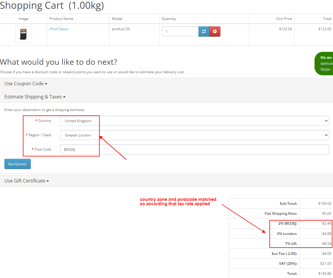 OpenCart - Multi Taxes By Country Zone City Postcode