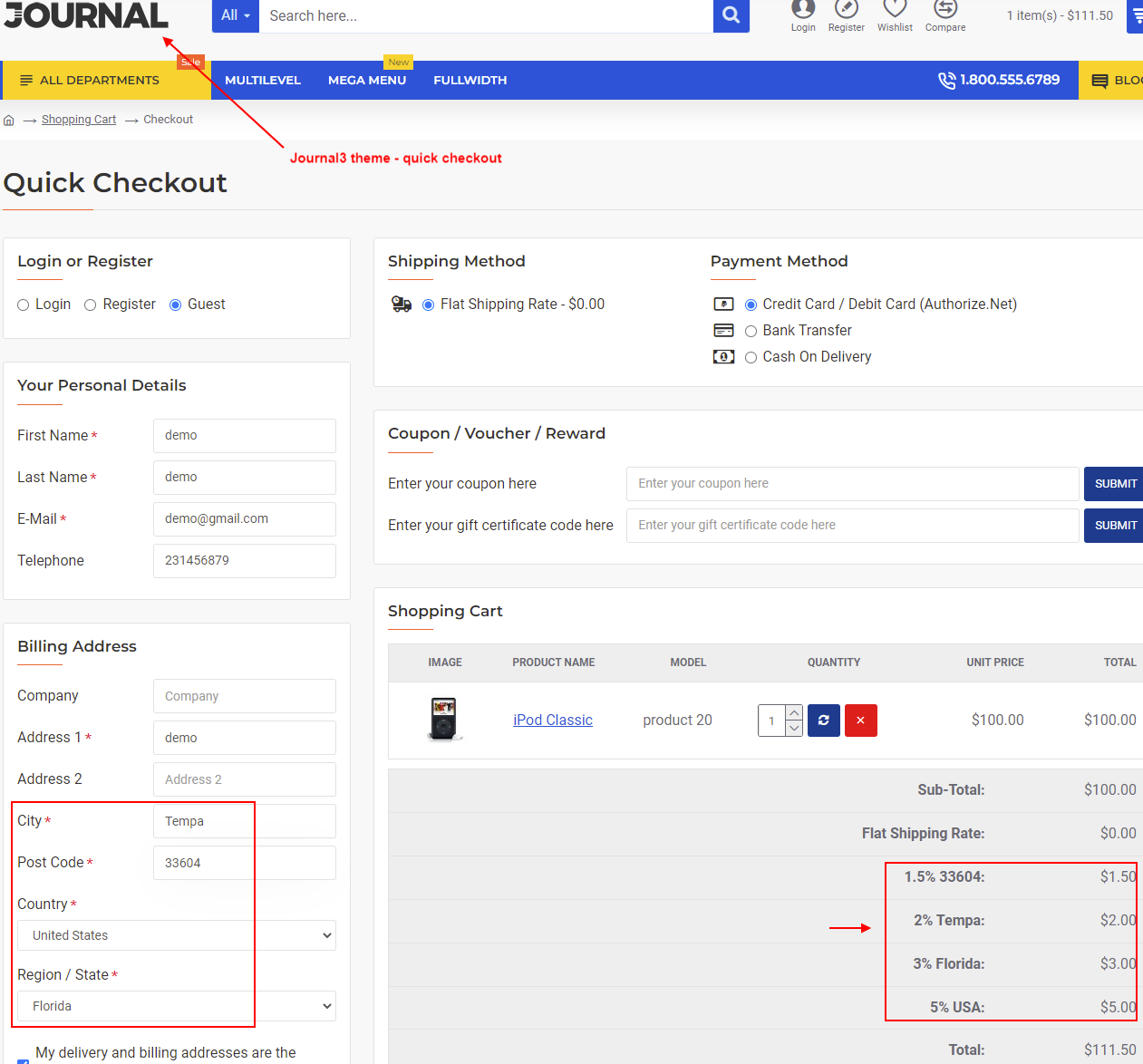 OpenCart - Multi Taxes By Country Zone City Postcode