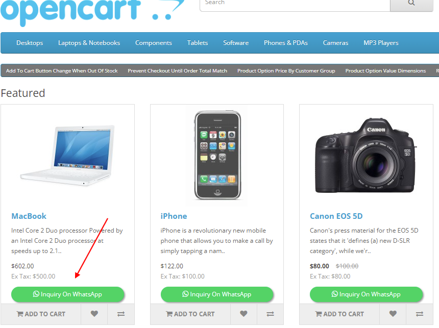 OpenCart - Product Inquiry On WhatsApp