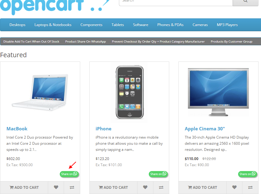 OpenCart - Product Share On WhatsApp