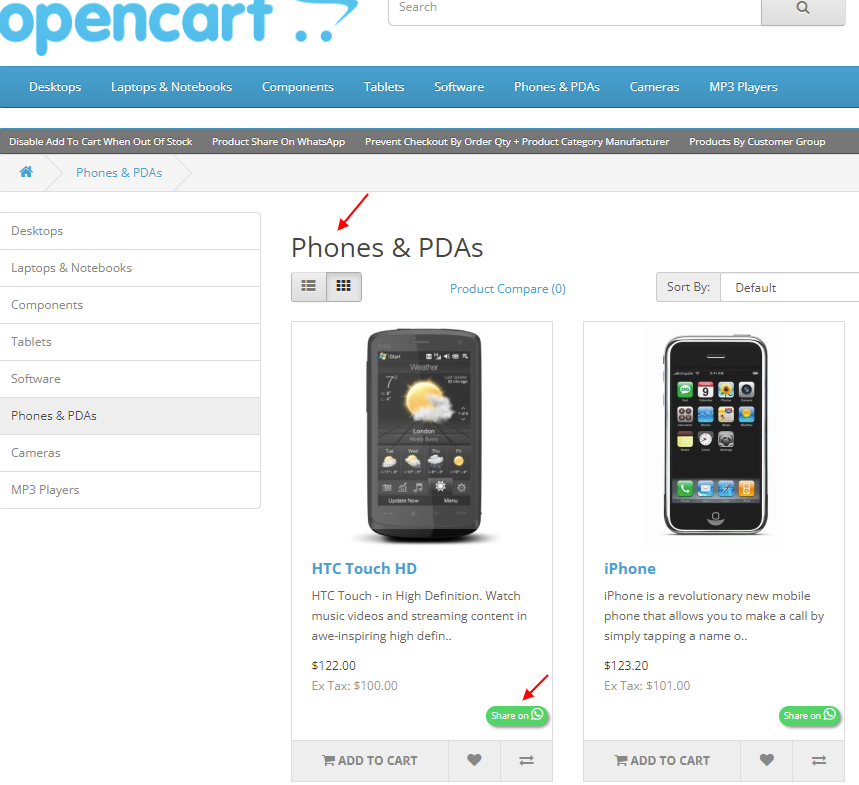 OpenCart - Product Share On WhatsApp