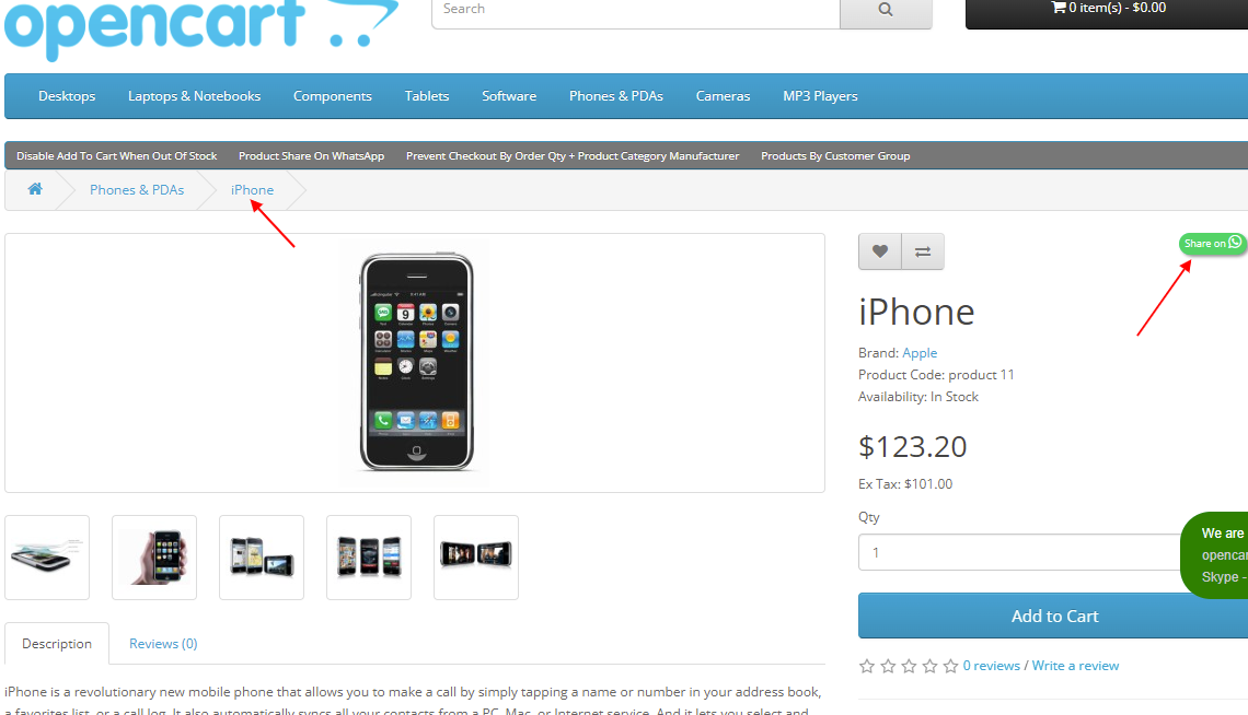 OpenCart - Product Share On WhatsApp