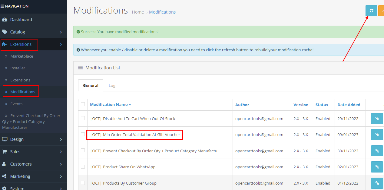OpenCart - Min Order Total Validation At Gift Voucher
