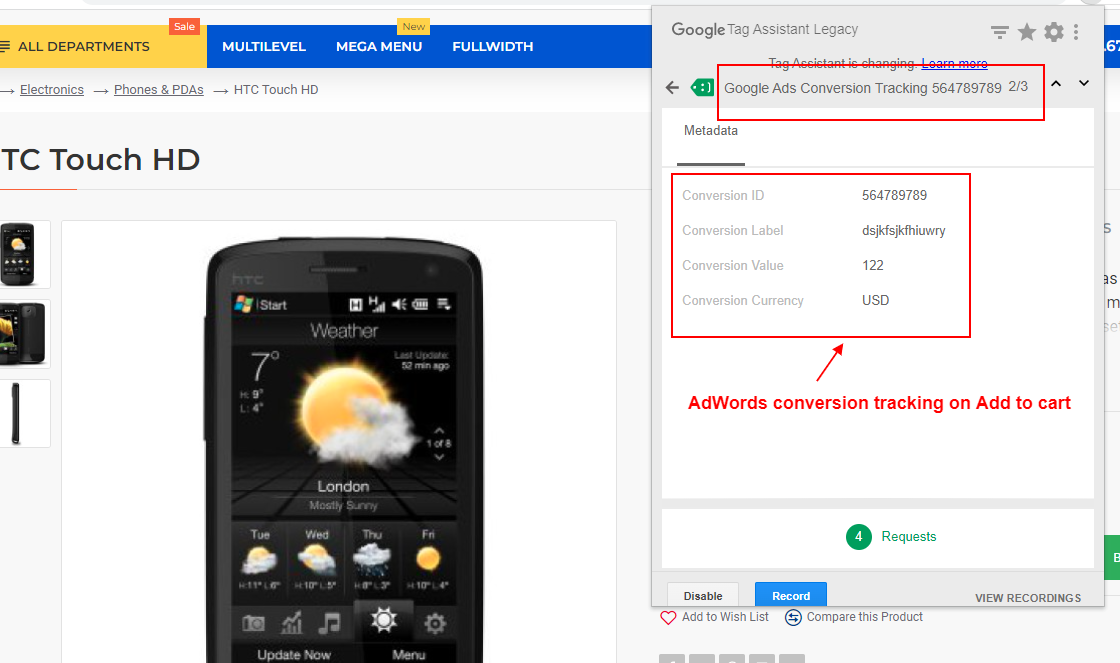 OpenCart - Google AdWords Enhanced Conversions Tracking