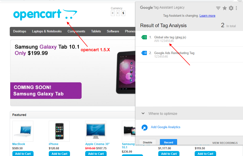 OpenCart - Google AdWords Enhanced Conversions Tracking