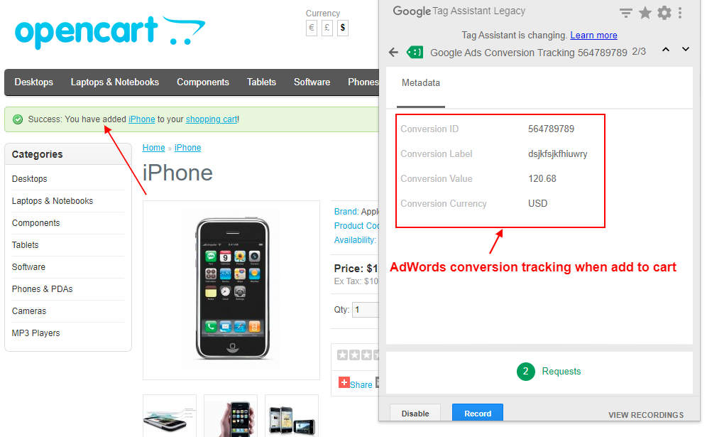 OpenCart - Google AdWords Enhanced Conversions Tracking