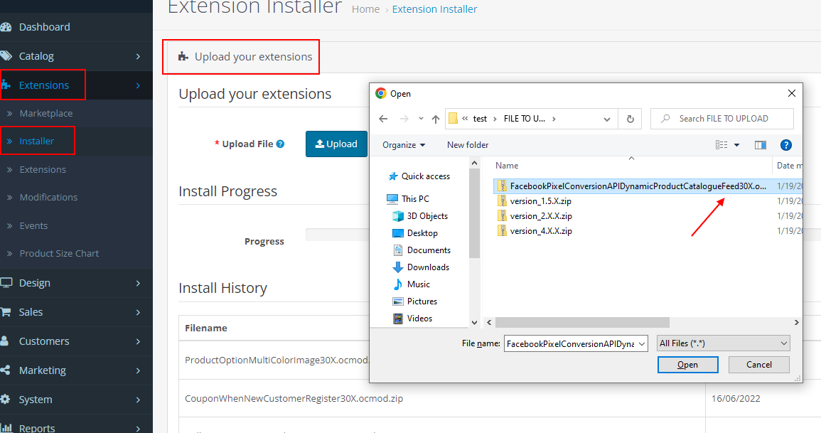 OpenCart - Facebook Pixel + Conversion API + Dynamic Product Catalogue Feed