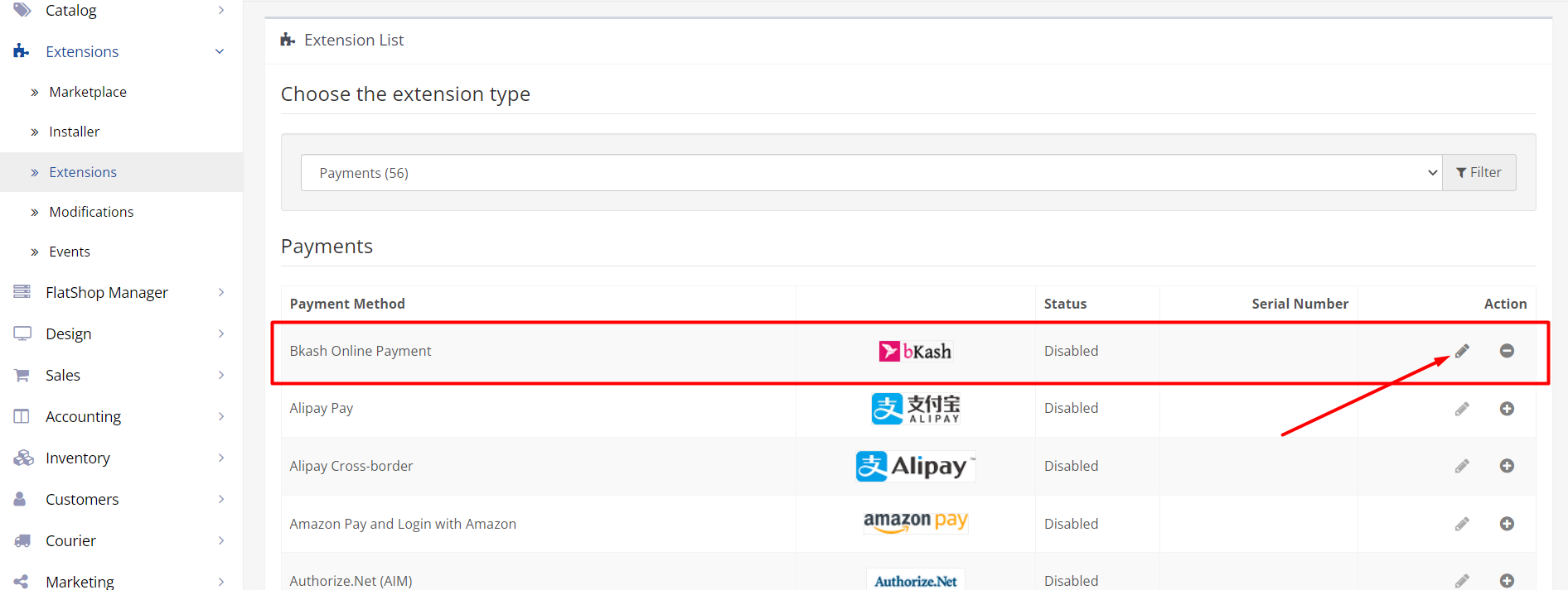 OpenCart - bKash Online Payment Gateway