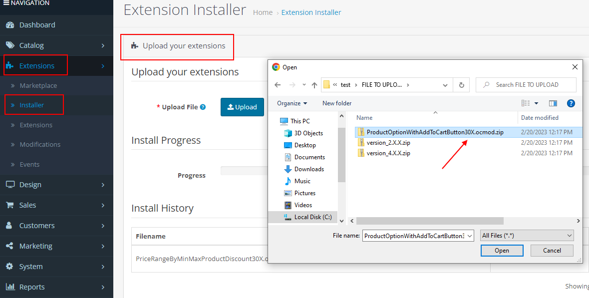 OpenCart - Product Option With Add To Cart Button