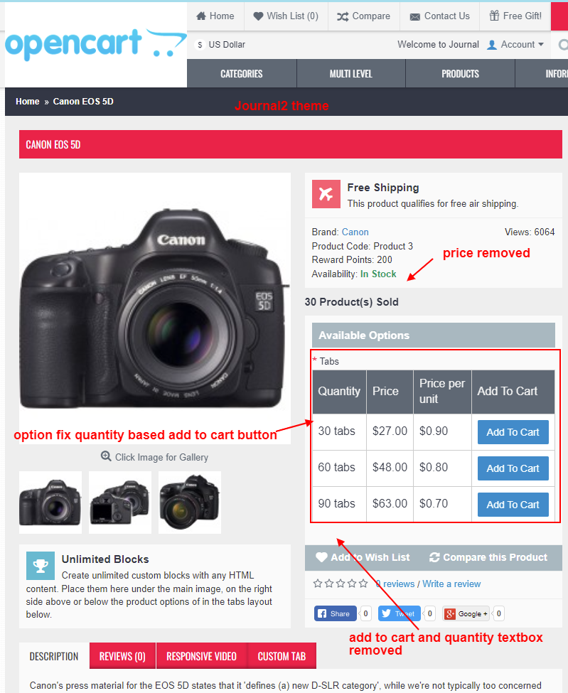 OpenCart - Product Option With Add To Cart Button