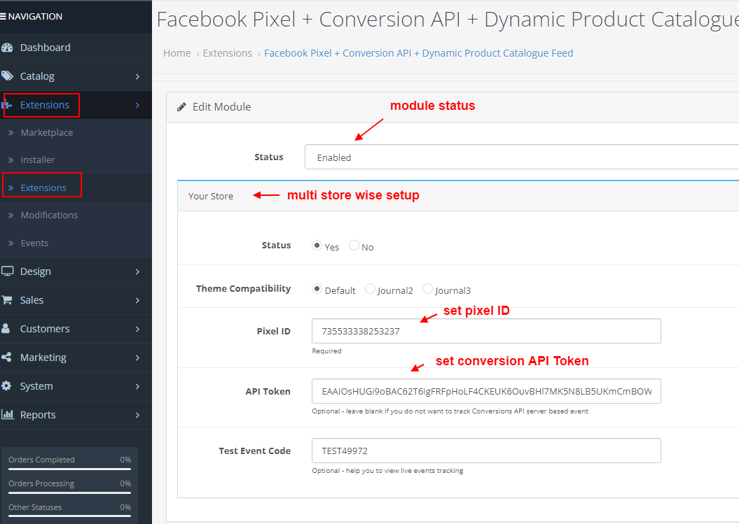 OpenCart - Facebook Pixel + Conversion API + Dynamic Product Catalogue Feed