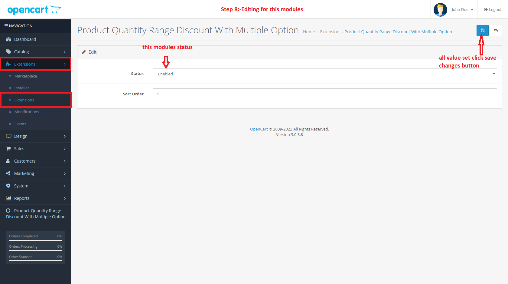 OpenCart - Admin Product Quantity Wise Discount