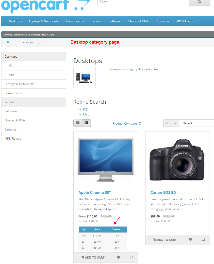 OpenCart - Display Opencart Quantity Discount Everywhere