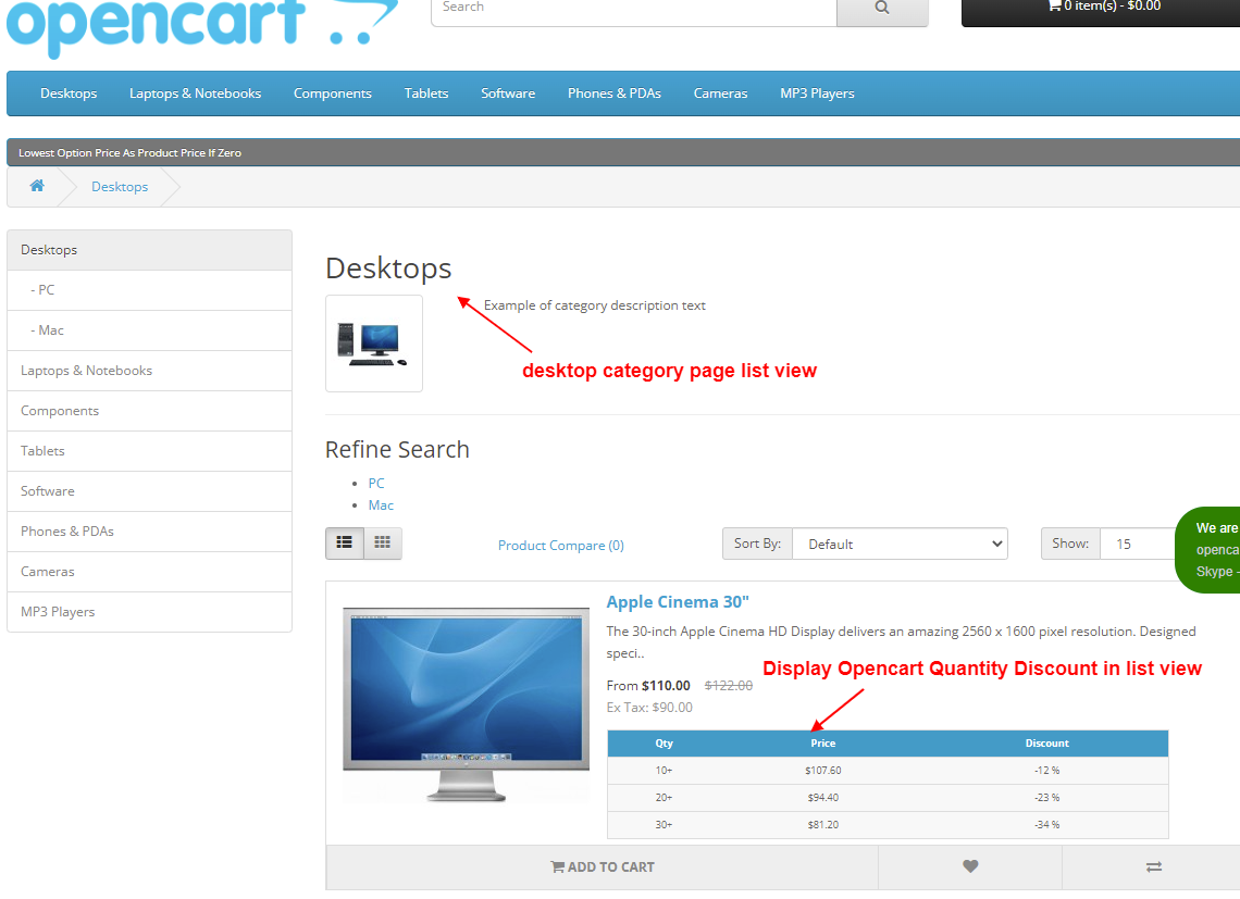 OpenCart - Display Opencart Quantity Discount Everywhere
