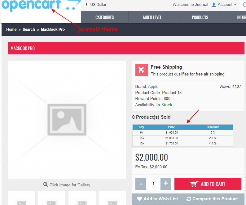 OpenCart - Display Opencart Quantity Discount Everywhere