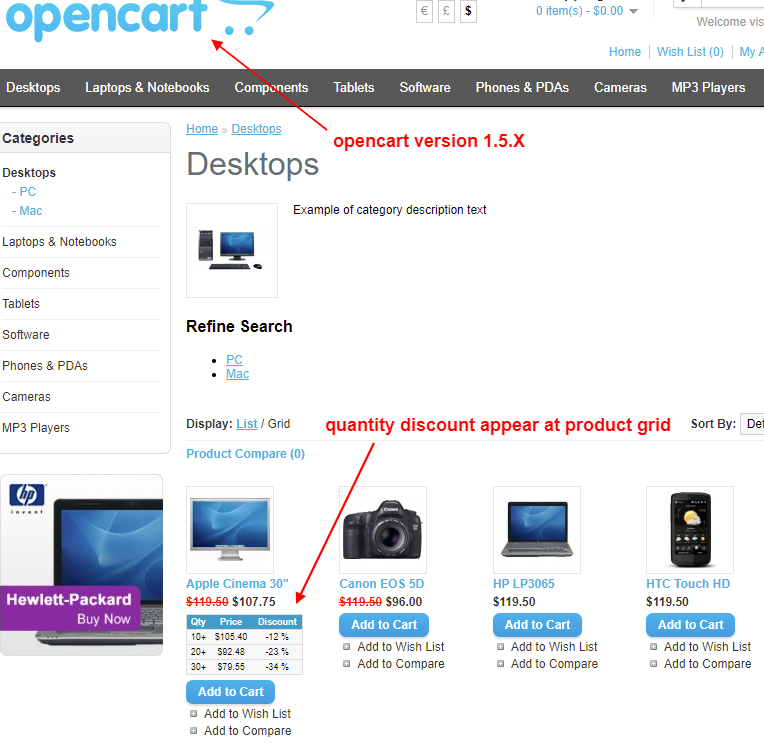 OpenCart - Display Opencart Quantity Discount Everywhere