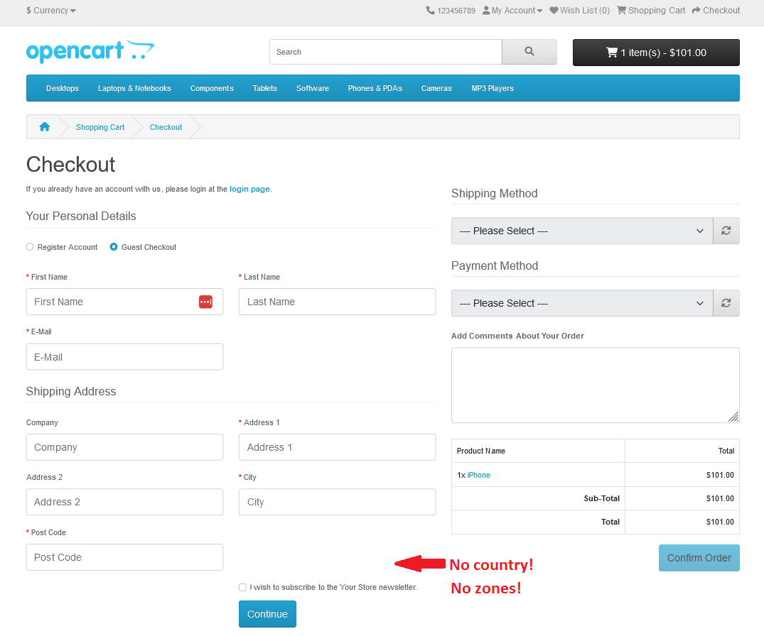 OpenCart - Hide Zone and Country Modification for OpenCart 4x