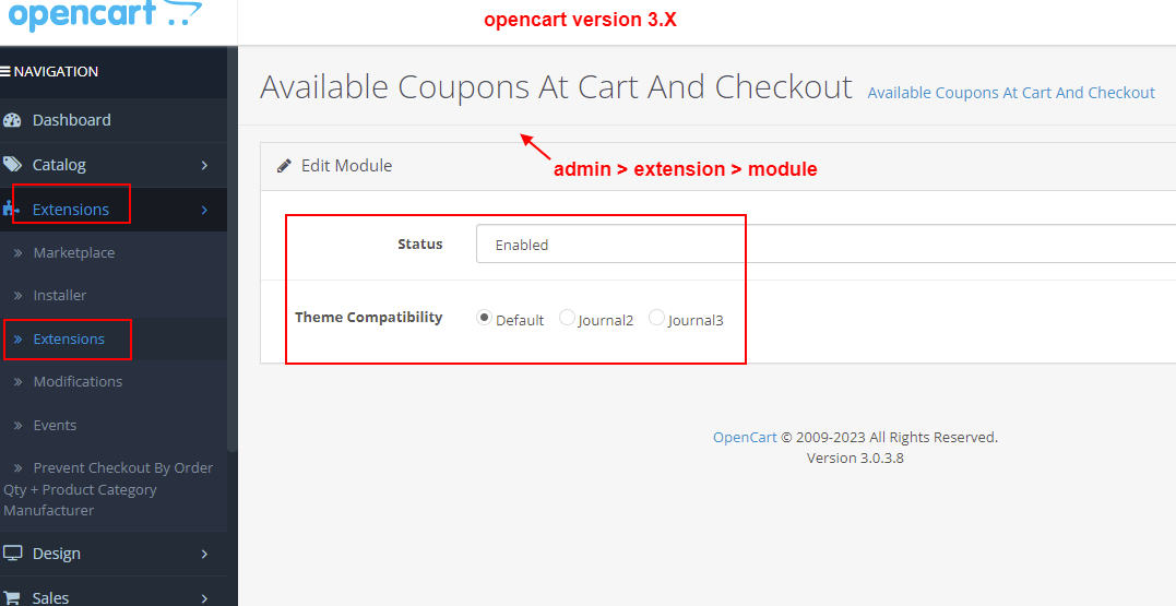 OpenCart - Available Coupons At Cart And Checkout
