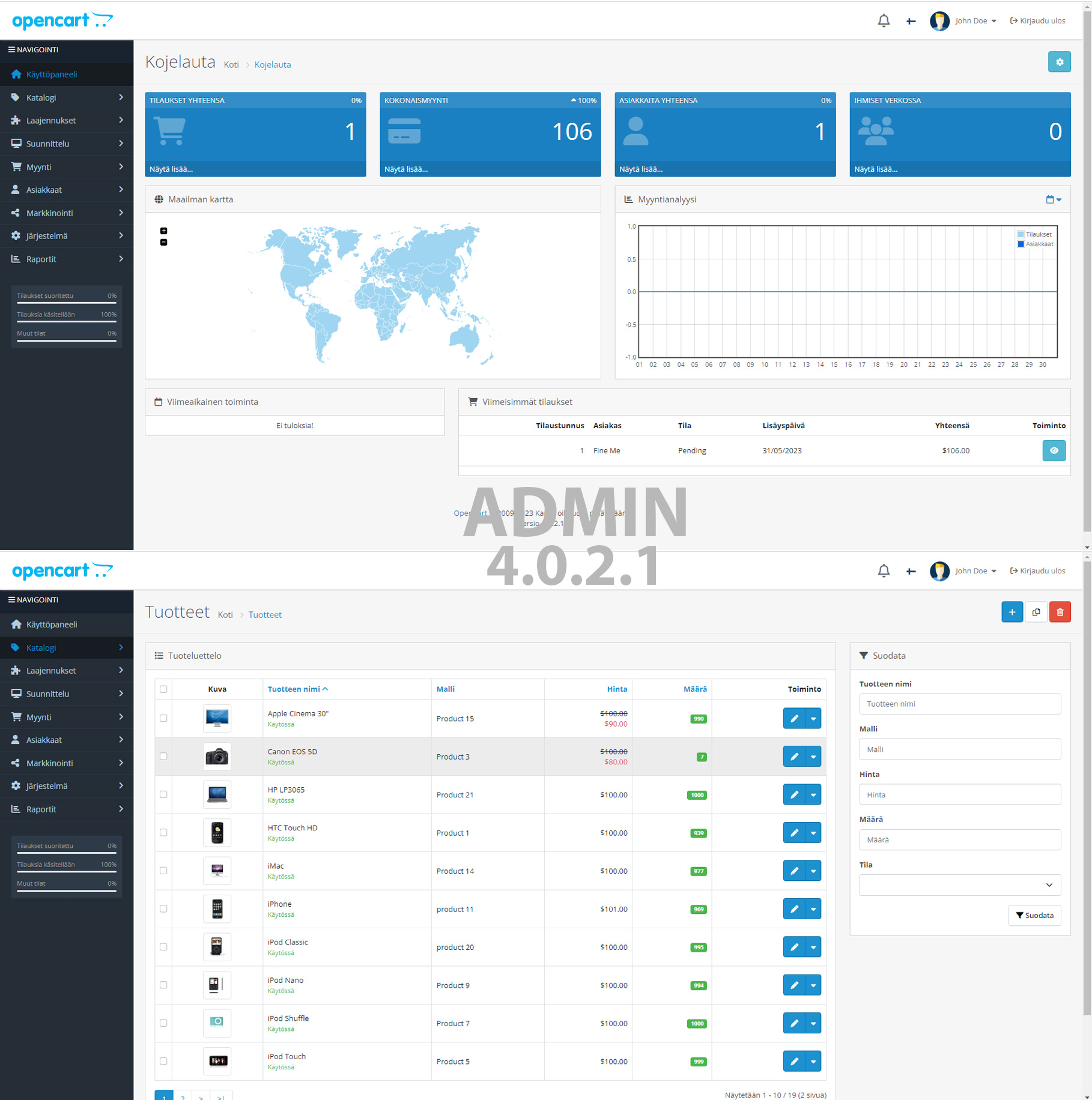 OpenCart - Finland Language & Quick Change Admin Language
