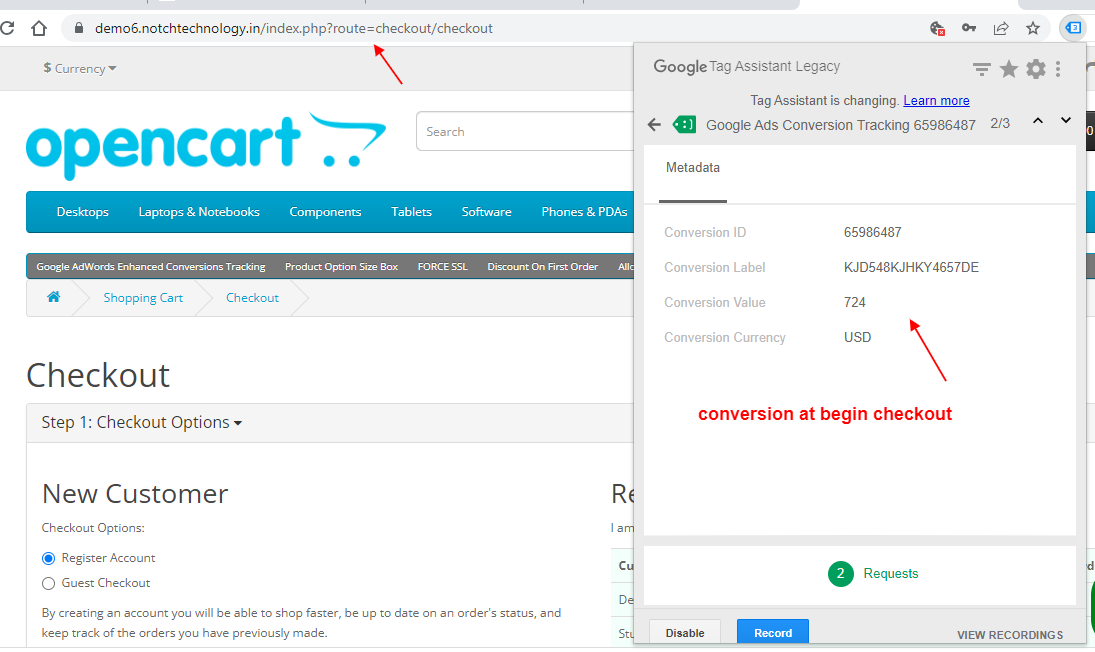 OpenCart - Google AdWords Enhanced Conversions Tracking
