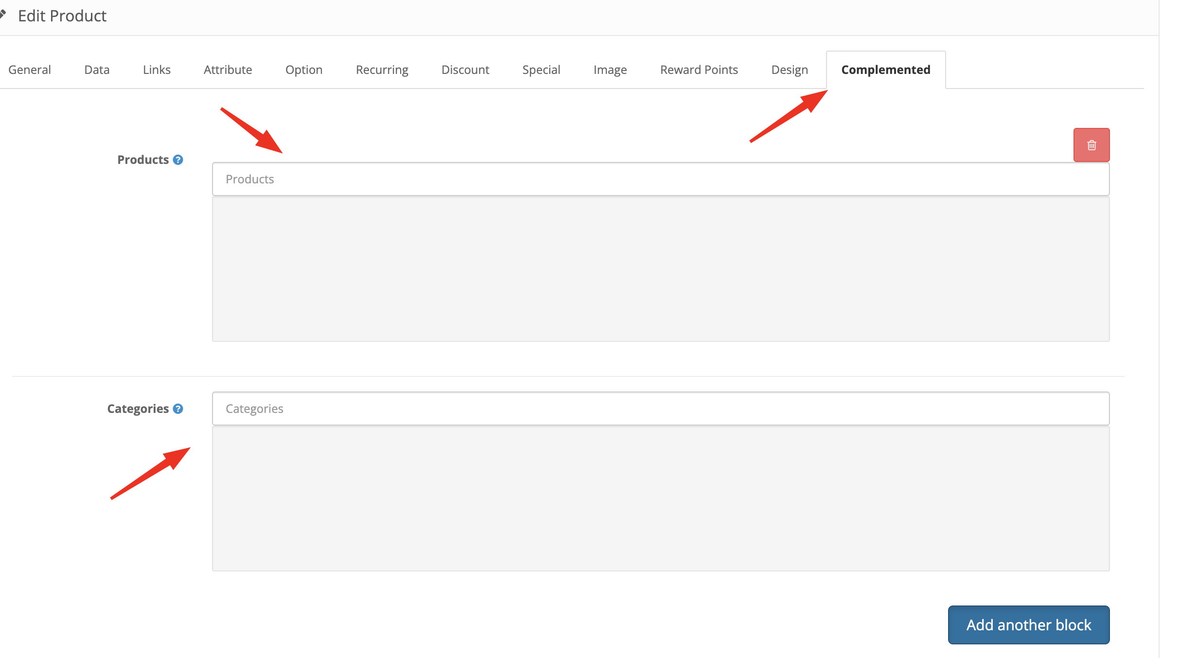 OpenCart - Complemented (related) products