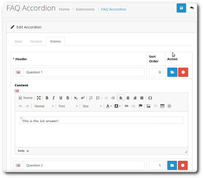 OpenCart - FAQ Accordion