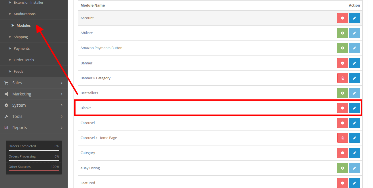 OpenCart - Opencart Blankt Integration