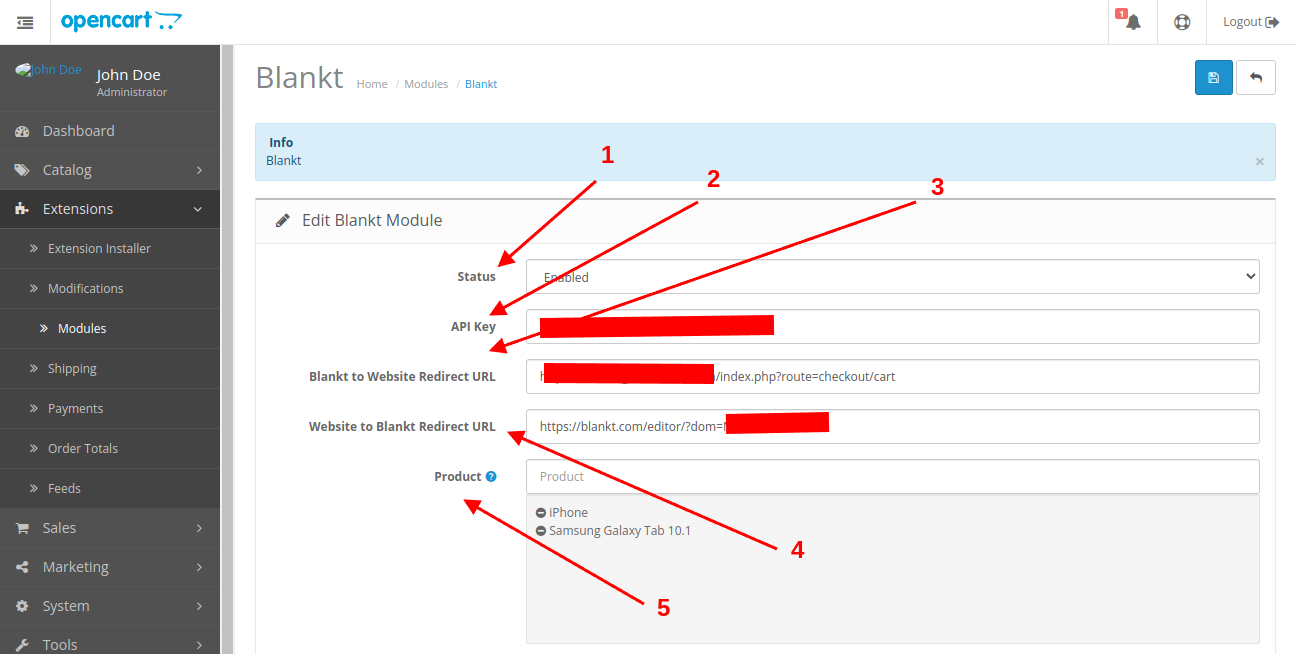 OpenCart - Opencart Blankt Integration