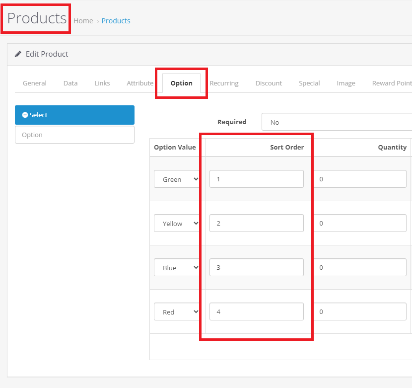 OpenCart - Sort Order For Option Values